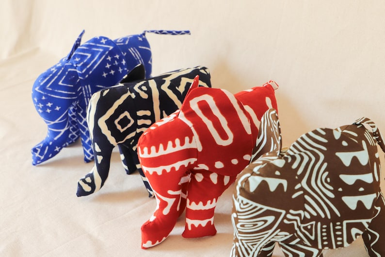 Cute Plush Elephant Made From African Cotton Fabric - Cuddly Toy ...