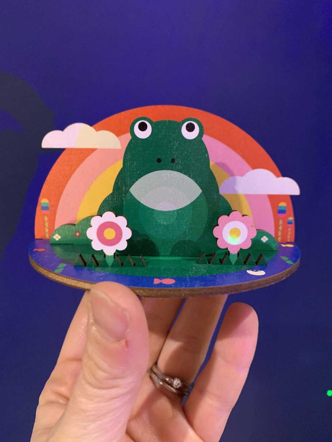 Grumpy Frog - Cute Wooden Desk Buddy Companion - Etsy