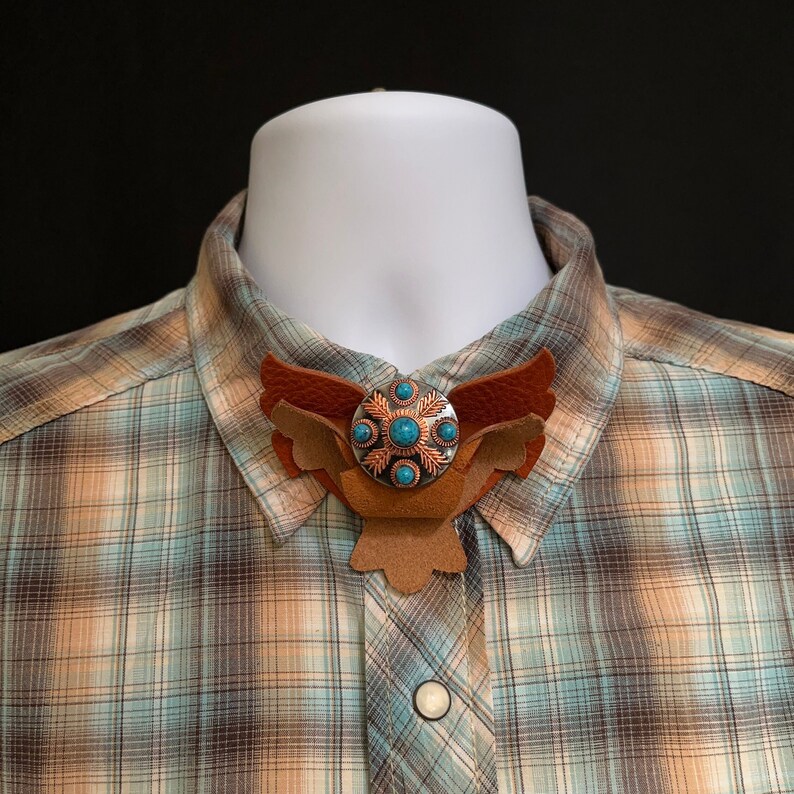 Leather Bolo Tie: Western Concho, Turquoise, Southwest Jewelry - Etsy