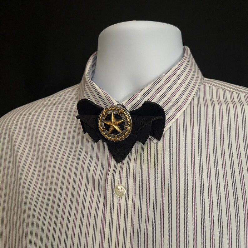 Leather Cowboy Bow Tie: Bat Wing Western Concho Necktie, Bolo Tie - Etsy