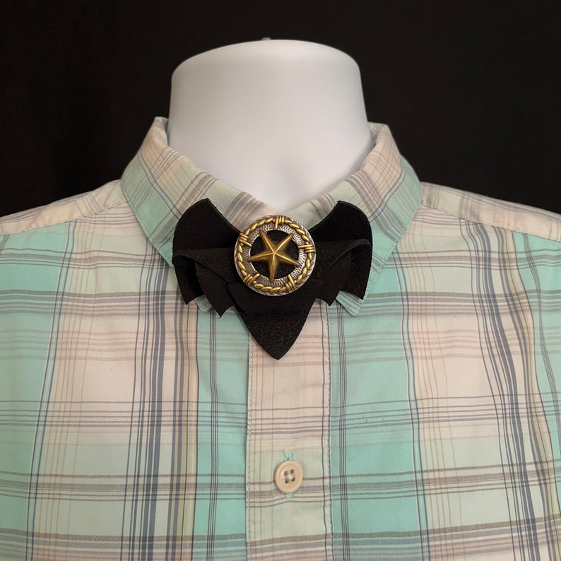 Leather Cowboy Bow Tie: Bat Wing Western Concho Necktie, Bolo Tie - Etsy