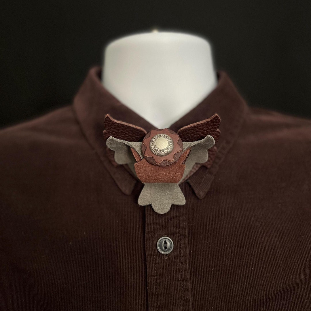 Leather Wing Loops Neck Tie: Western Bolo Bow Tie, Handmade in Texas - Etsy
