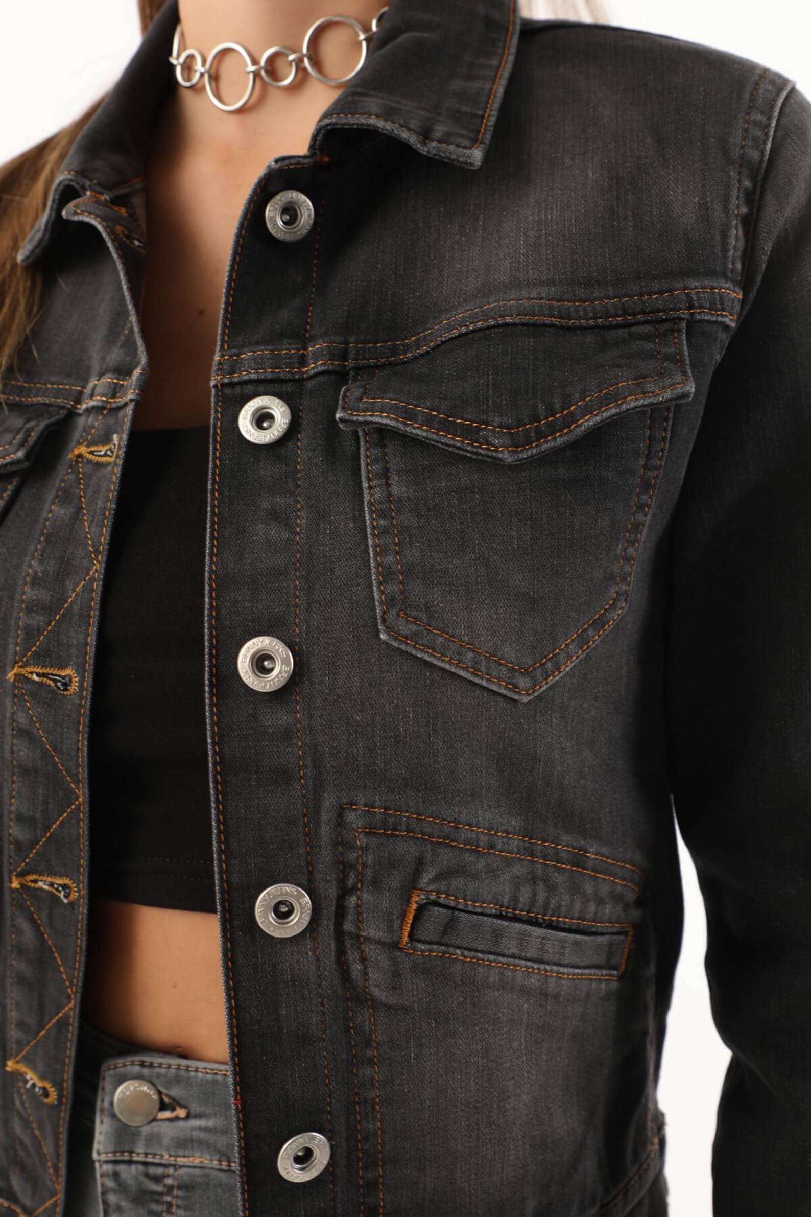 Women's Pocket Detailed Slim Fit Jean Jacket Black - Etsy