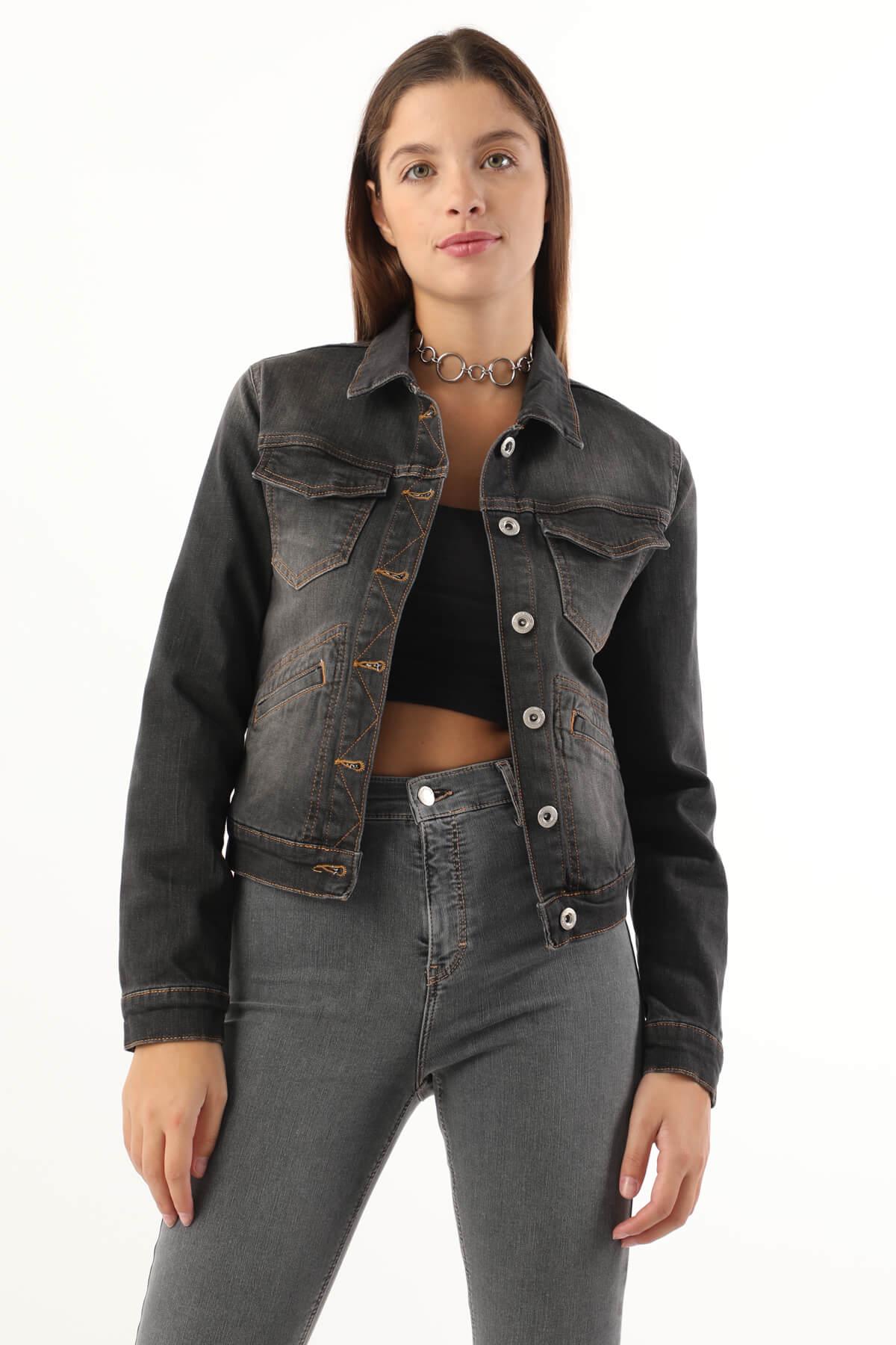 Women's Pocket Detailed Slim Fit Jean Jacket Black - Etsy