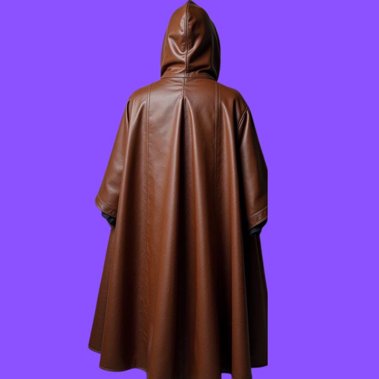 Brown Leather Hooded Cloak: Medieval Cosplay Buckle Fastening - Etsy