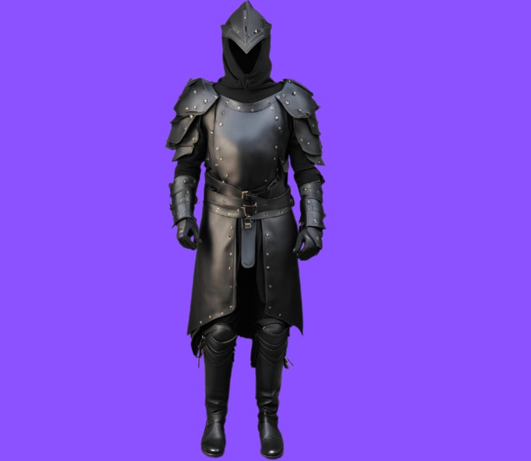 Full Black Leather Knight Armor Set: Custom LARP Cosplay - Etsy
