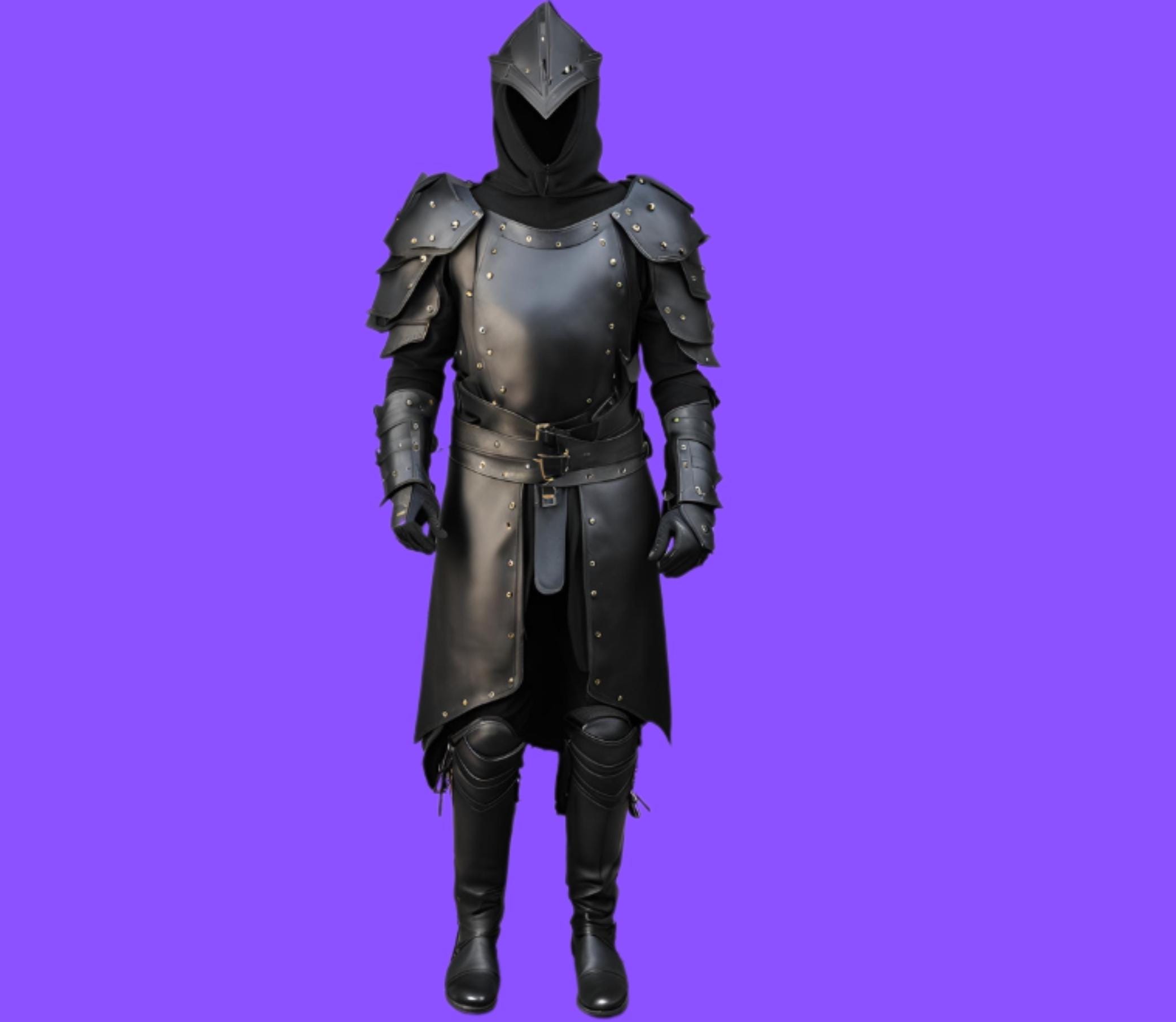 Full Black Leather Knight Armor Set: Custom LARP Cosplay - Etsy