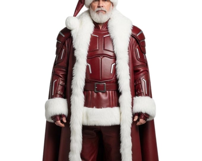 Handmade Red Leather Santa Claus Costume: White Fur Trim - Etsy
