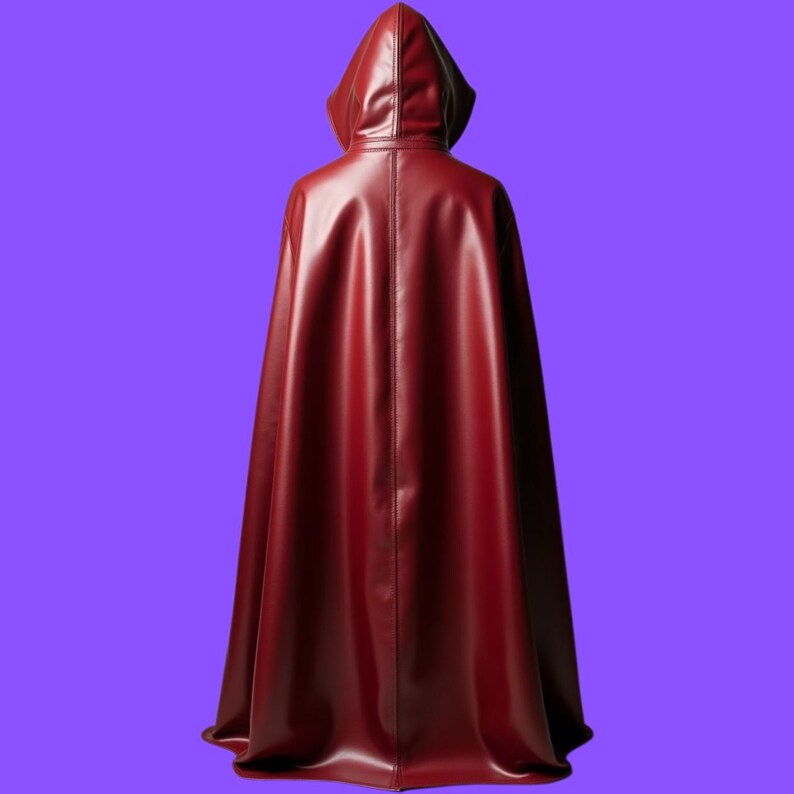 Luxurious Red Leather Hooded Cloak- - Etsy