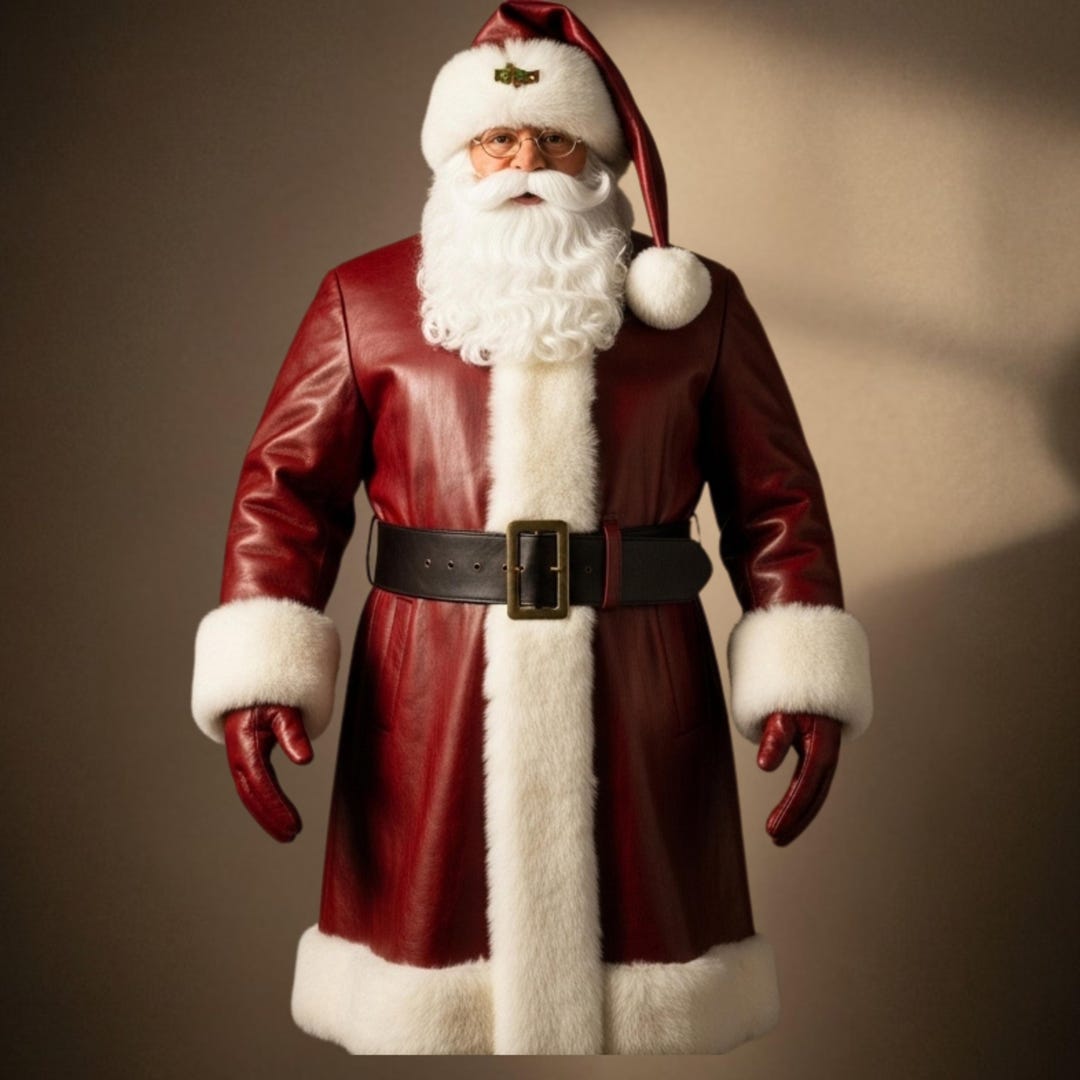 Christmas Santa Outfit – Red Leather, Festive Trim - Christmas Special ...