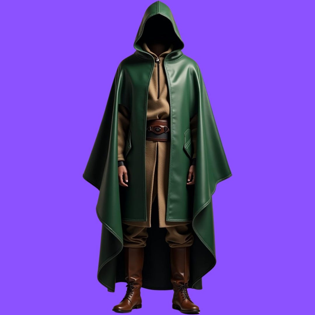 Luxurious Green Leather Hooded Cloak- Gothic Style Cloak - Etsy