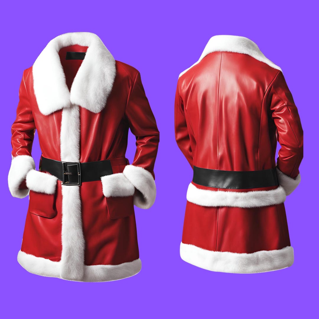 Red Santa Claus Coat With White Fur Trim-christmas Coat - Etsy