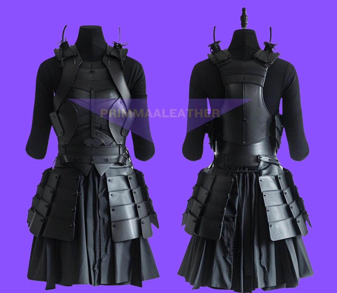 Pure Black Leather Samurai Knight Armor Handmade Medieval Cosplay ...