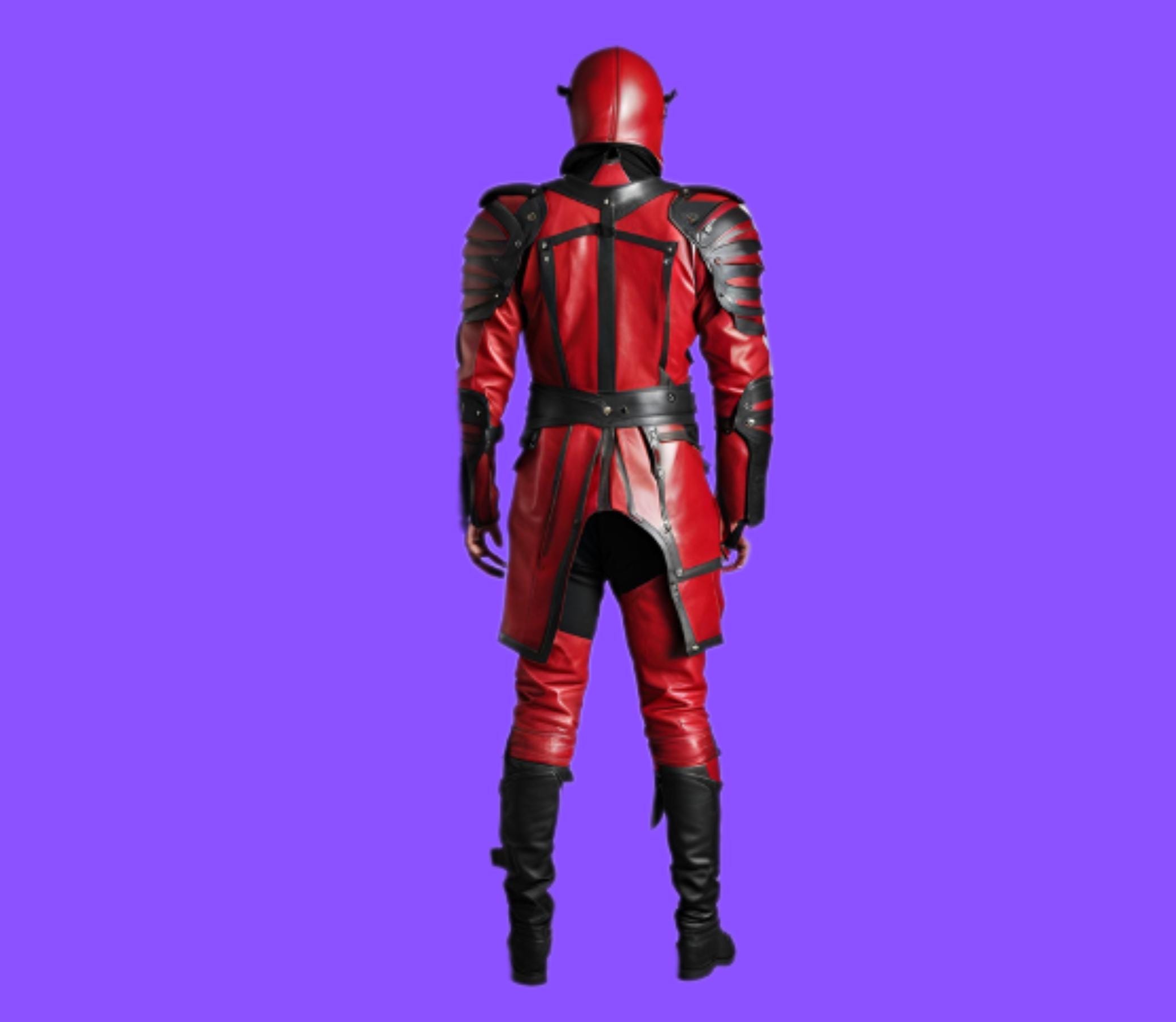 Red Leather Armor Set – Handcrafted Custom Full Body Battle Armor Set ...