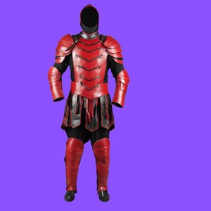Custom Red Leather Armor Set - Medieval Warrior Cosplay Outfit Set - Etsy
