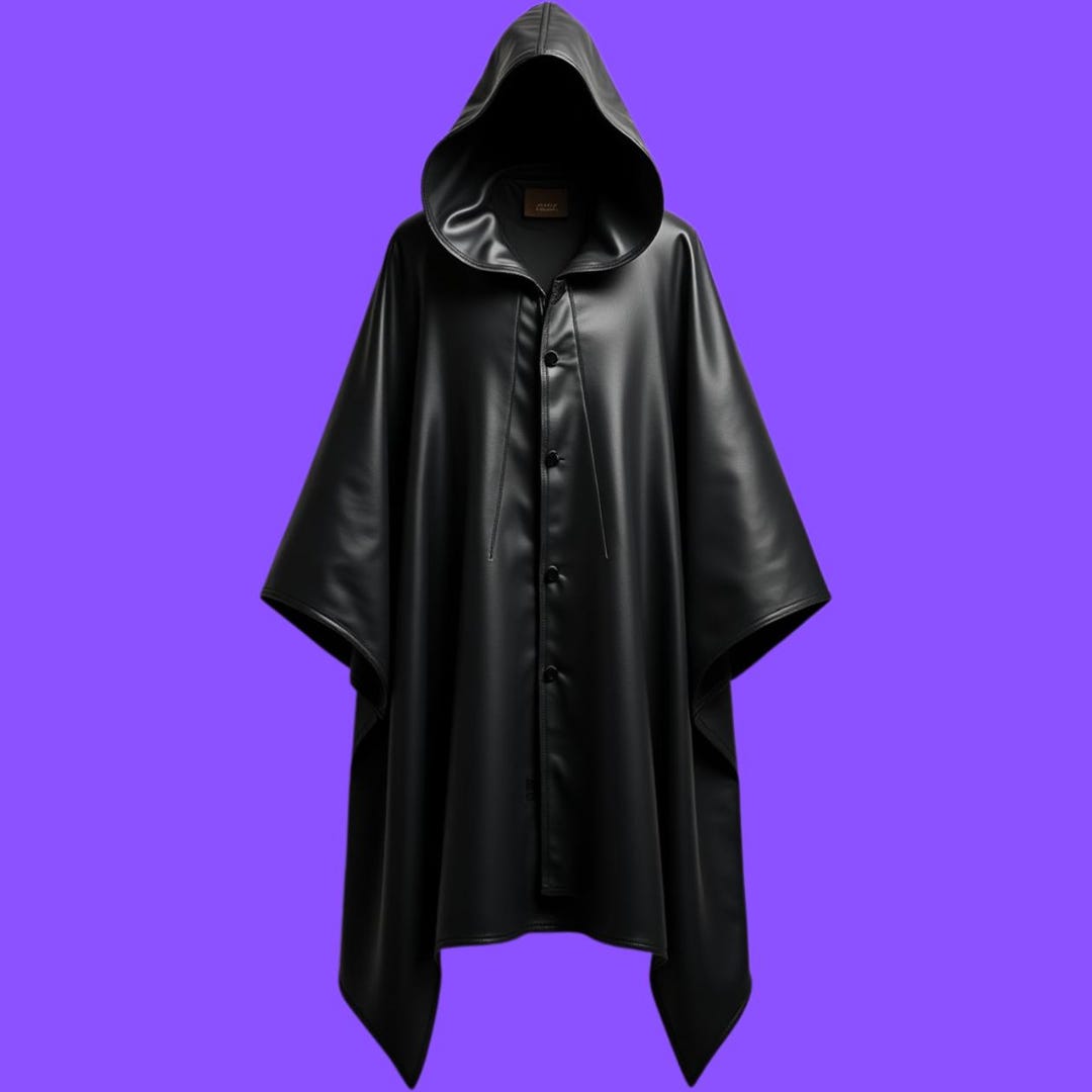 Luxurious Black Leather Hooded Cloak - Etsy