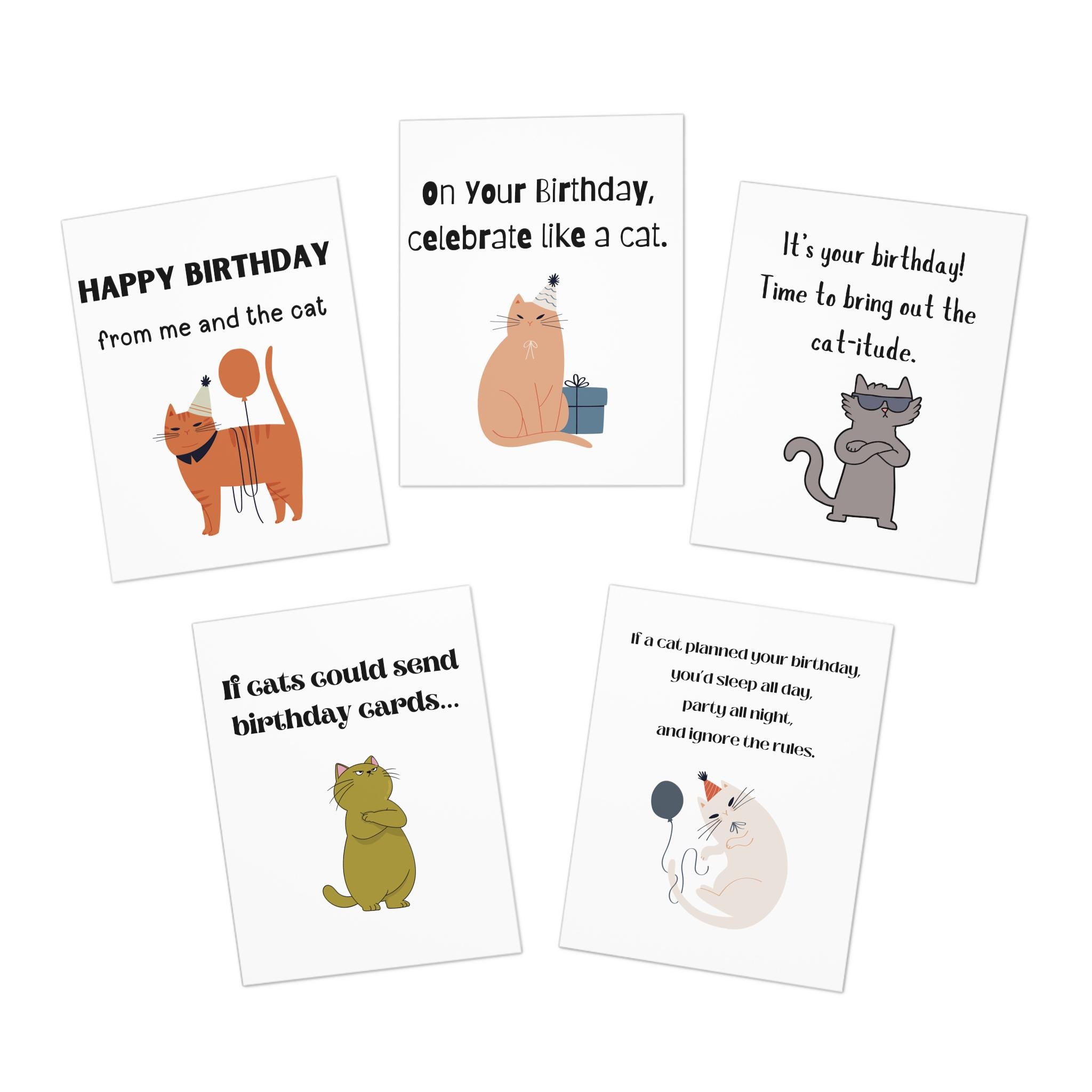 Unique Handmade Cat-themed Greeting Cards for Birthday Celebrations - Etsy
