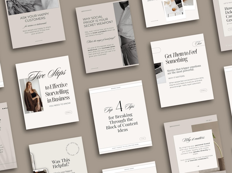 Neutral Instagram Carousel and Post Templates for Small Business and ...
