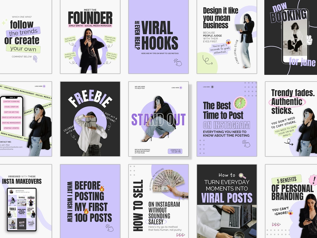 Editable Instagram Canva Templates, Bold Social Media Posts Reels ...