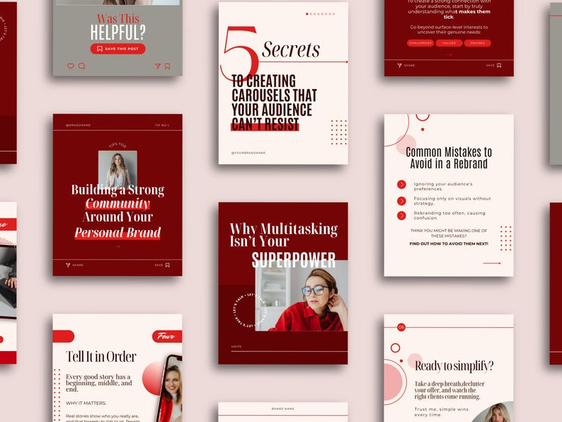 Instagram Carousel Templates, Red Pink Professional Social Media ...