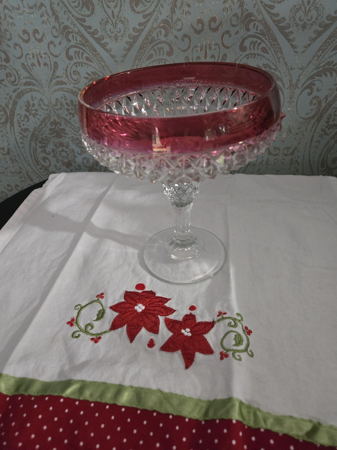 Vintage Indiana Cranberry Diamond Point Compote Candy Dish - Etsy