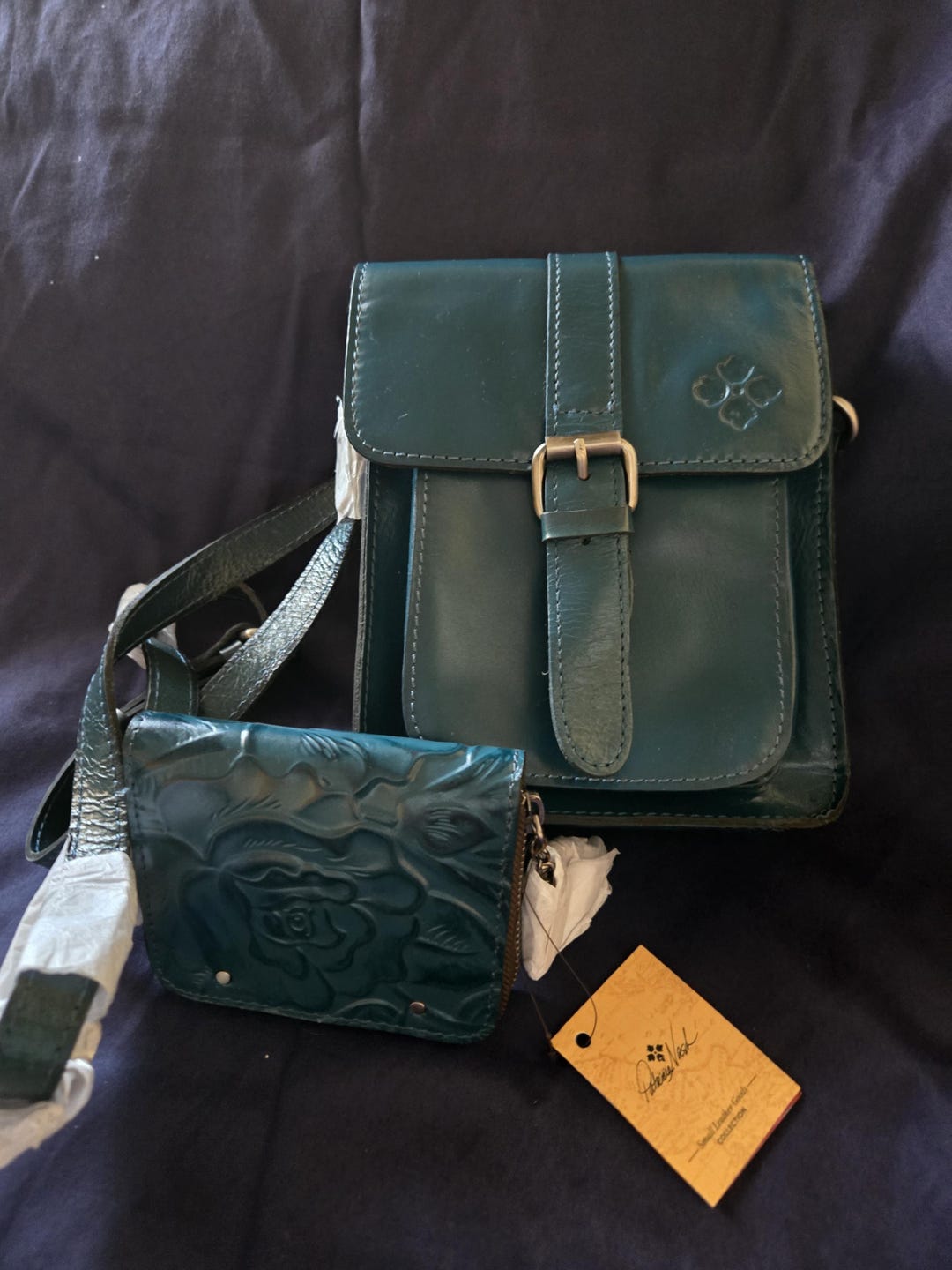 New Patricia Nash Teal Crossbody Vegetable Tanned Leather Handbag and ...