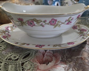 Vintage Valmont China Briar Rose Pattern Gravy Boat and Dish Set - Etsy