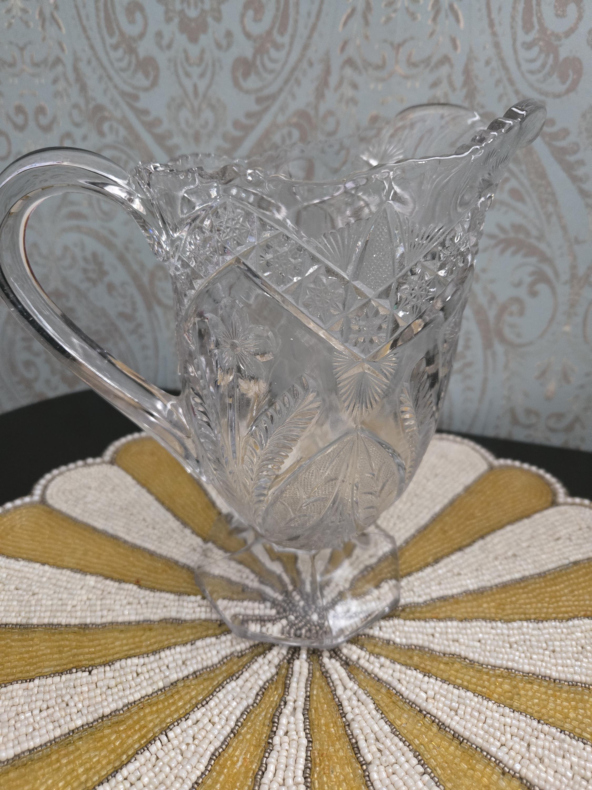 Antique EAPG Sawtooth Criss Cross Crystal Pitcher - Etsy
