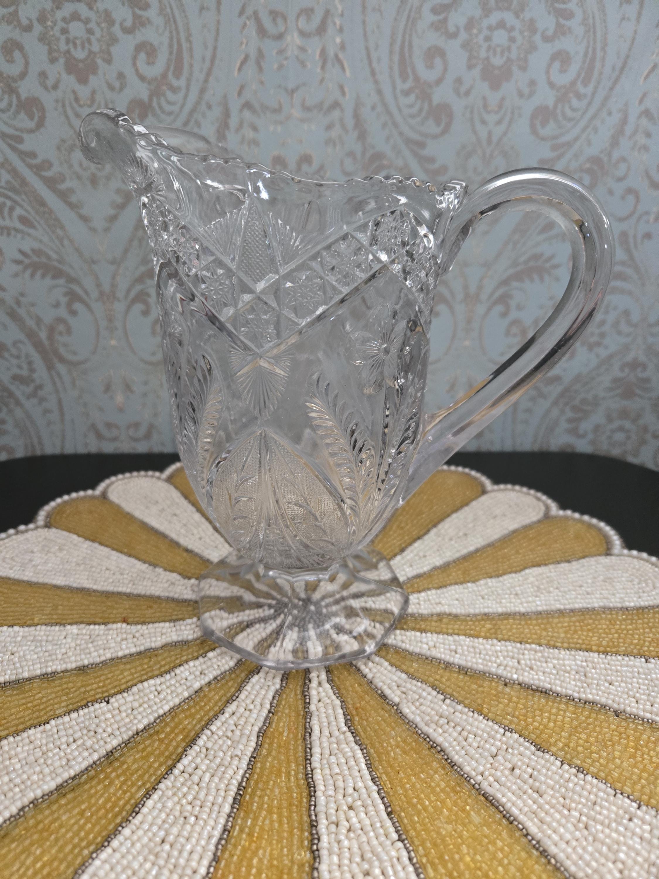 Antique EAPG Sawtooth Criss Cross Crystal Pitcher - Etsy