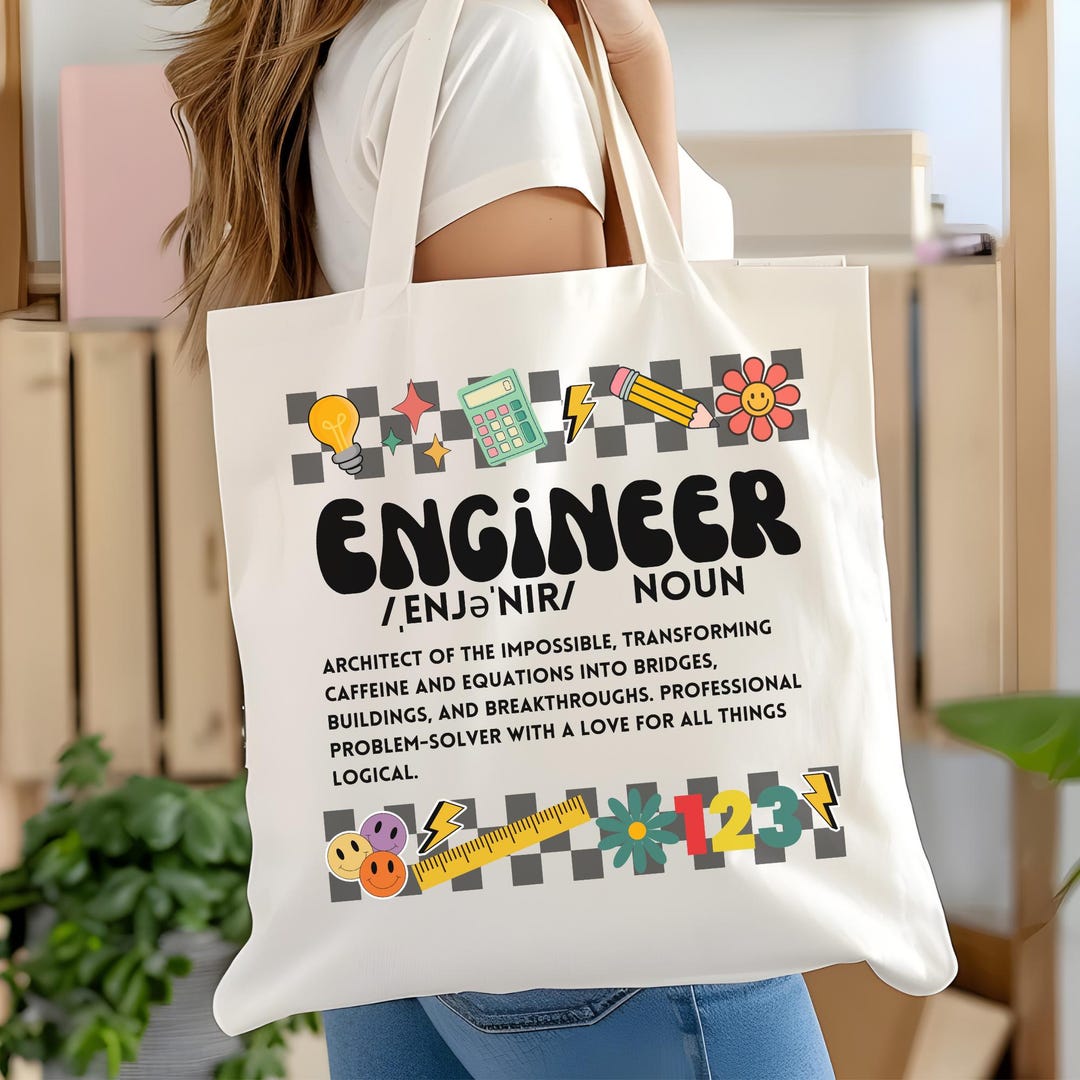 Retro Engineer Definition Tote Bag, Funny Engineer Bag, Vintage ...