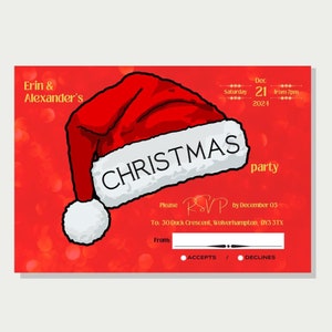 Editable Christmas Party RSVP Template | Santa Hat Design ...
