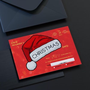 Editable Christmas Party RSVP Template | Santa Hat Design ...