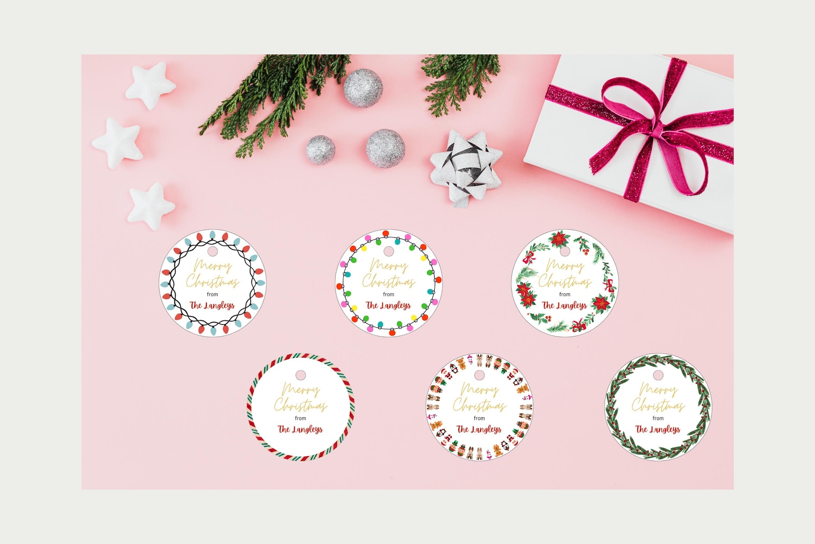 Editable Christmas Gift Tags Template | 6 Unique Circular 3" Holiday ...