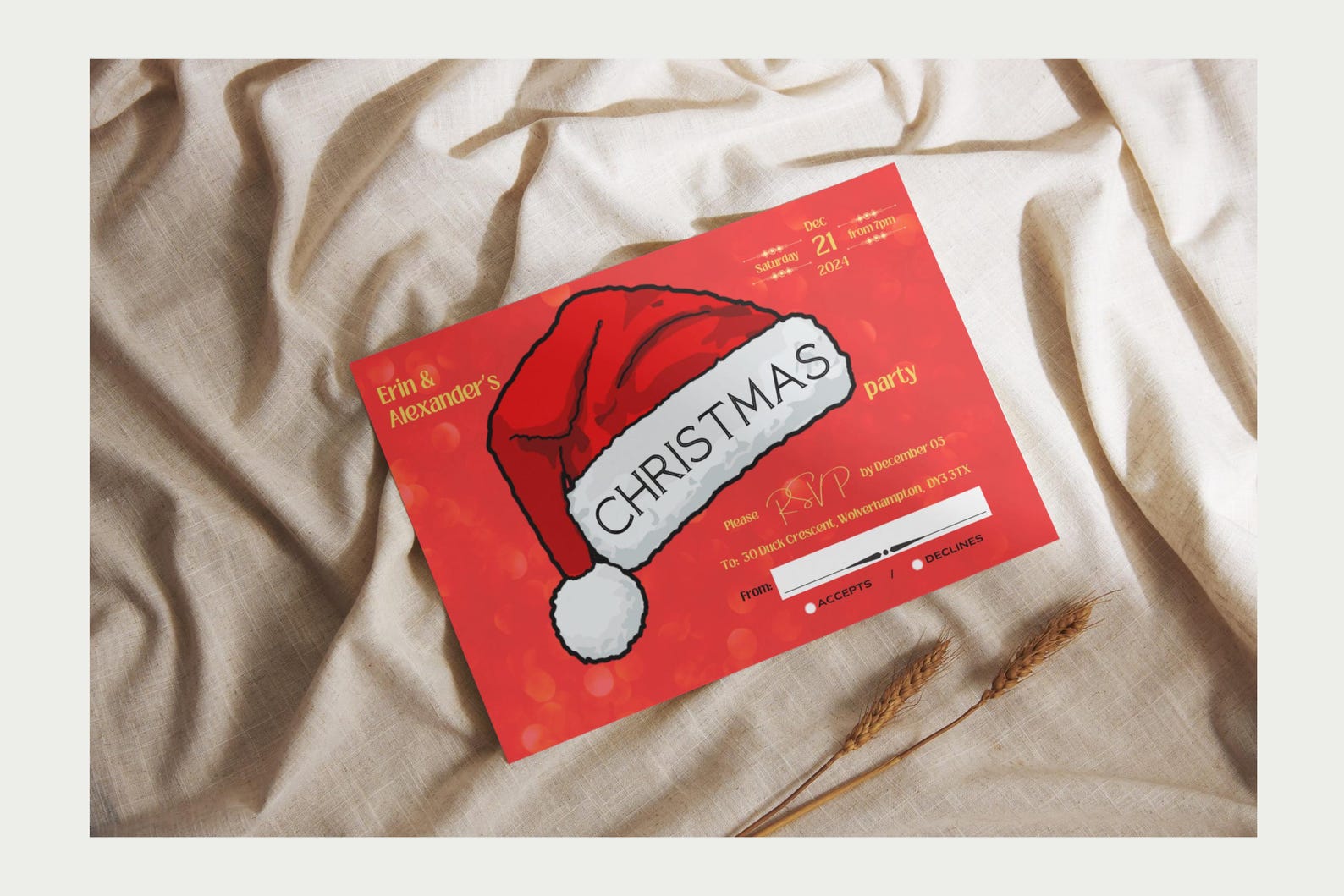 Editable Christmas Party RSVP Template | Santa Hat Design ...