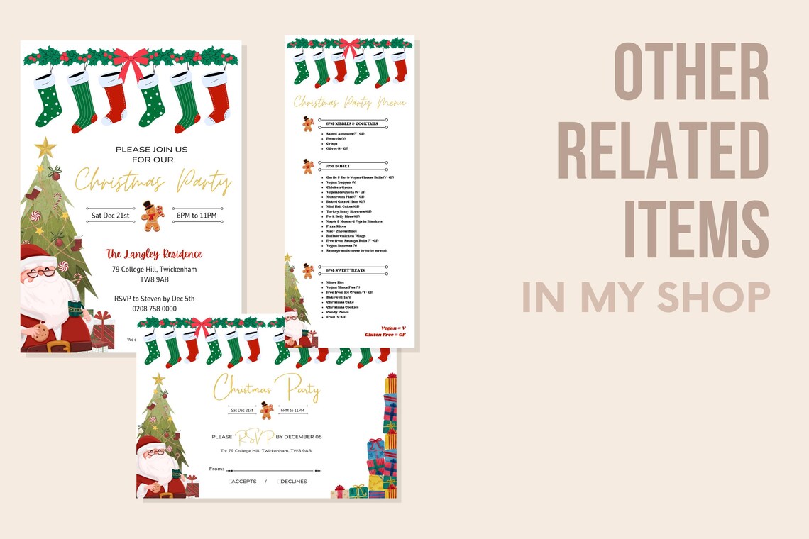 Editable Christmas Party Rules Sign Template | Santa & Stockings Design ...