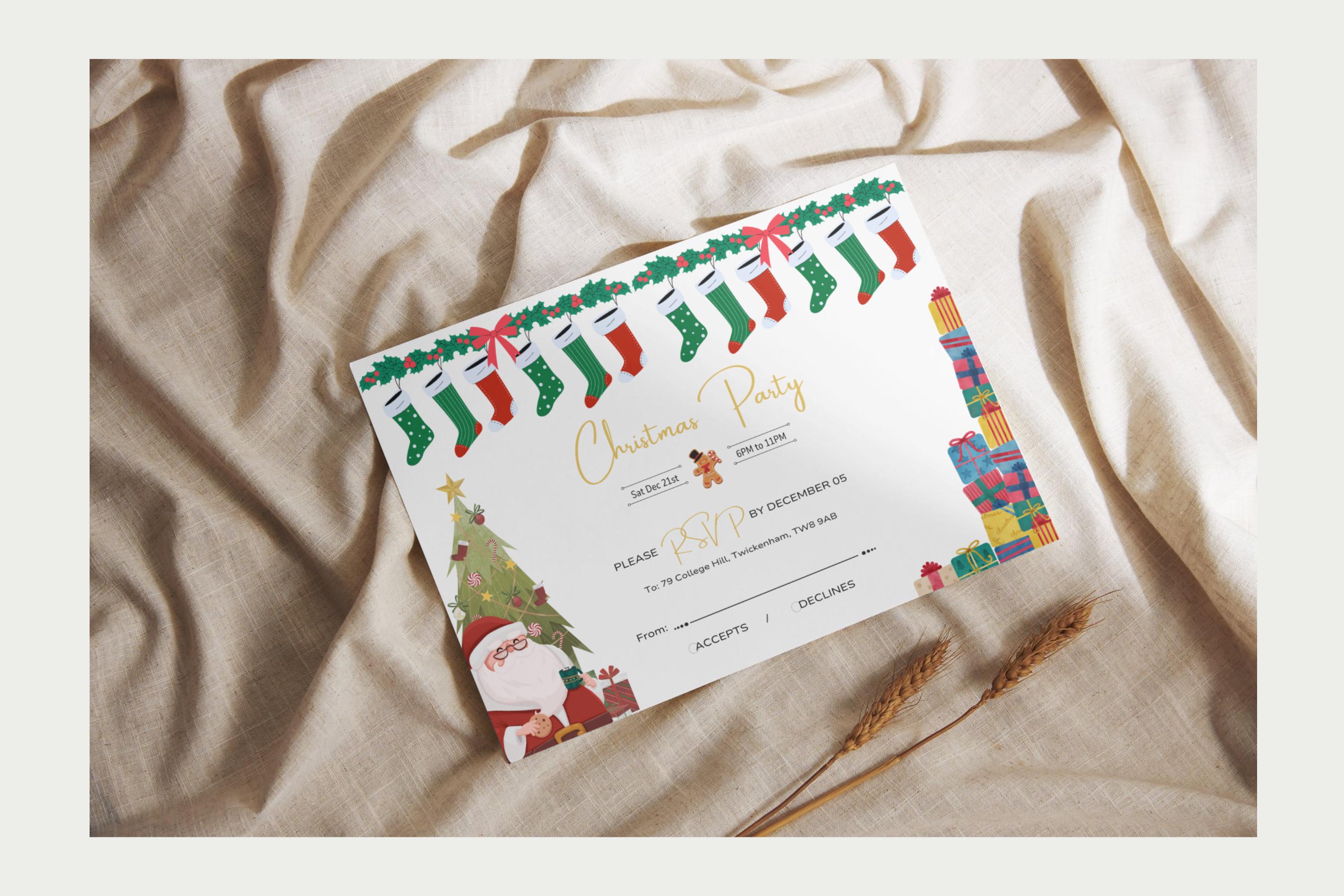 Editable Christmas Party RSVP Template | Santa & Stockings Design ...