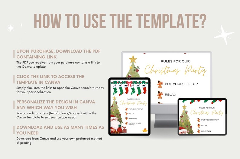 Editable Christmas Party Rules Sign Template | Santa & Stockings Design ...