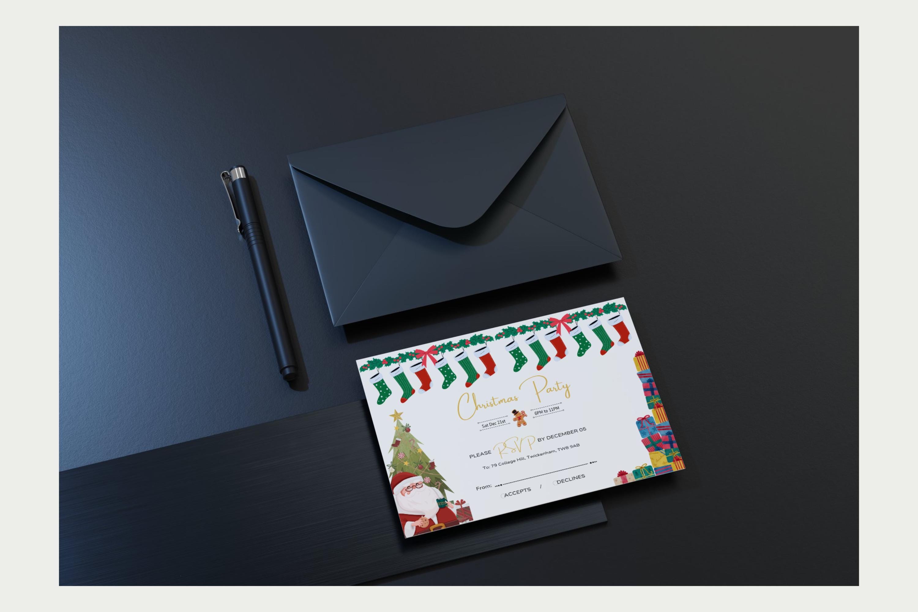 Editable Christmas Party RSVP Template | Santa & Stockings Design ...