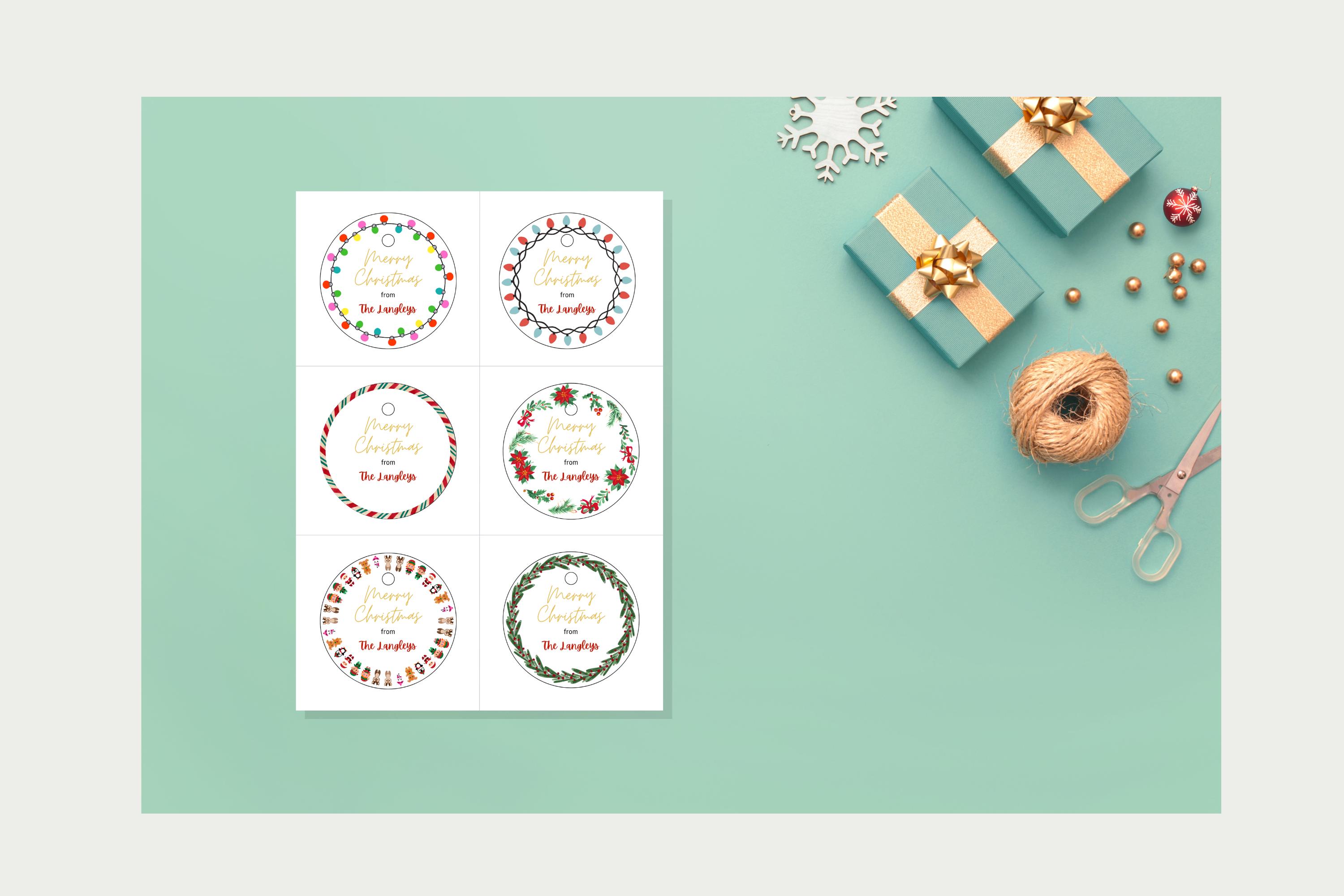 Editable Christmas Gift Tags Template | 6 Unique Circular 3" Holiday ...