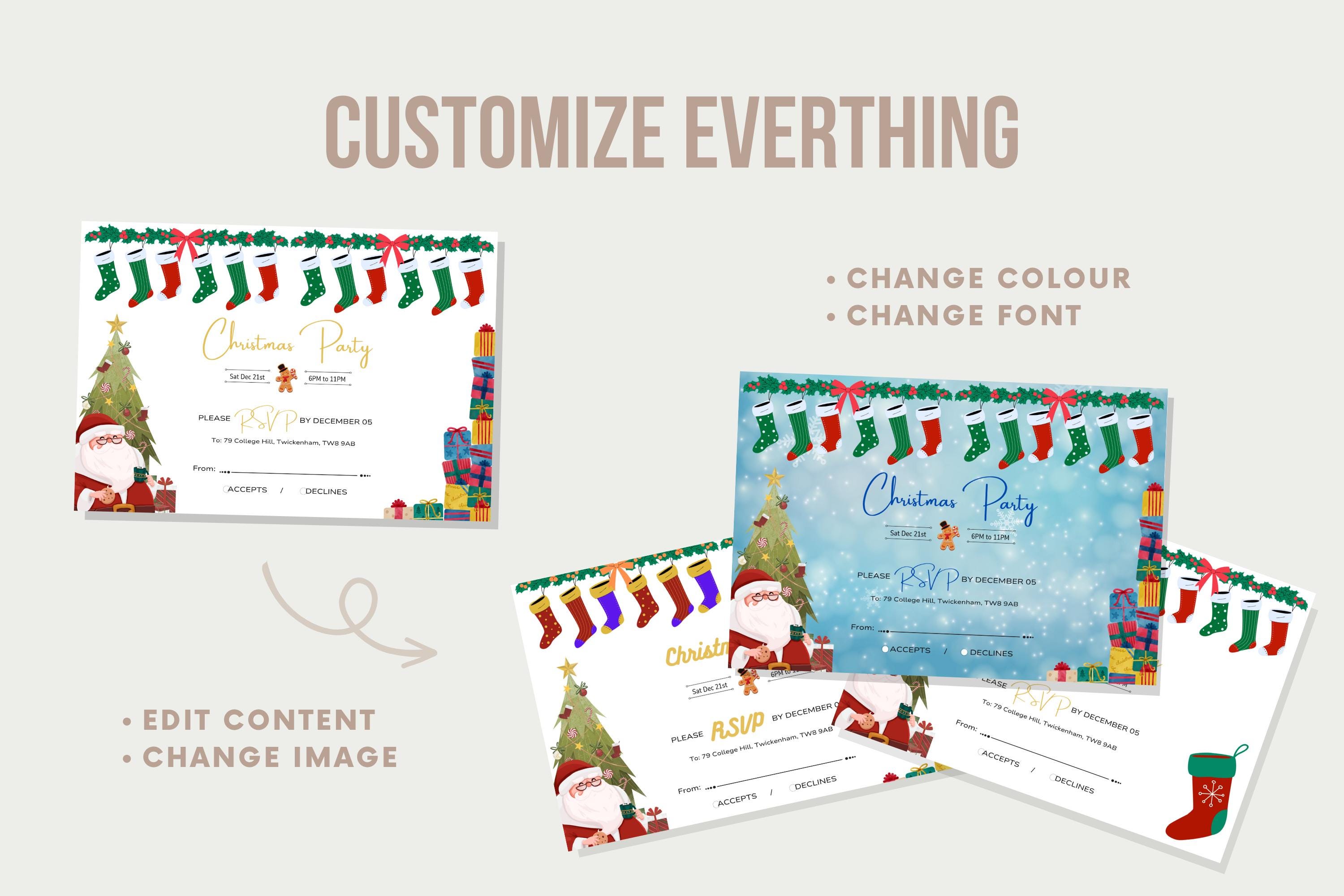Editable Christmas Party RSVP Template | Santa & Stockings Design ...