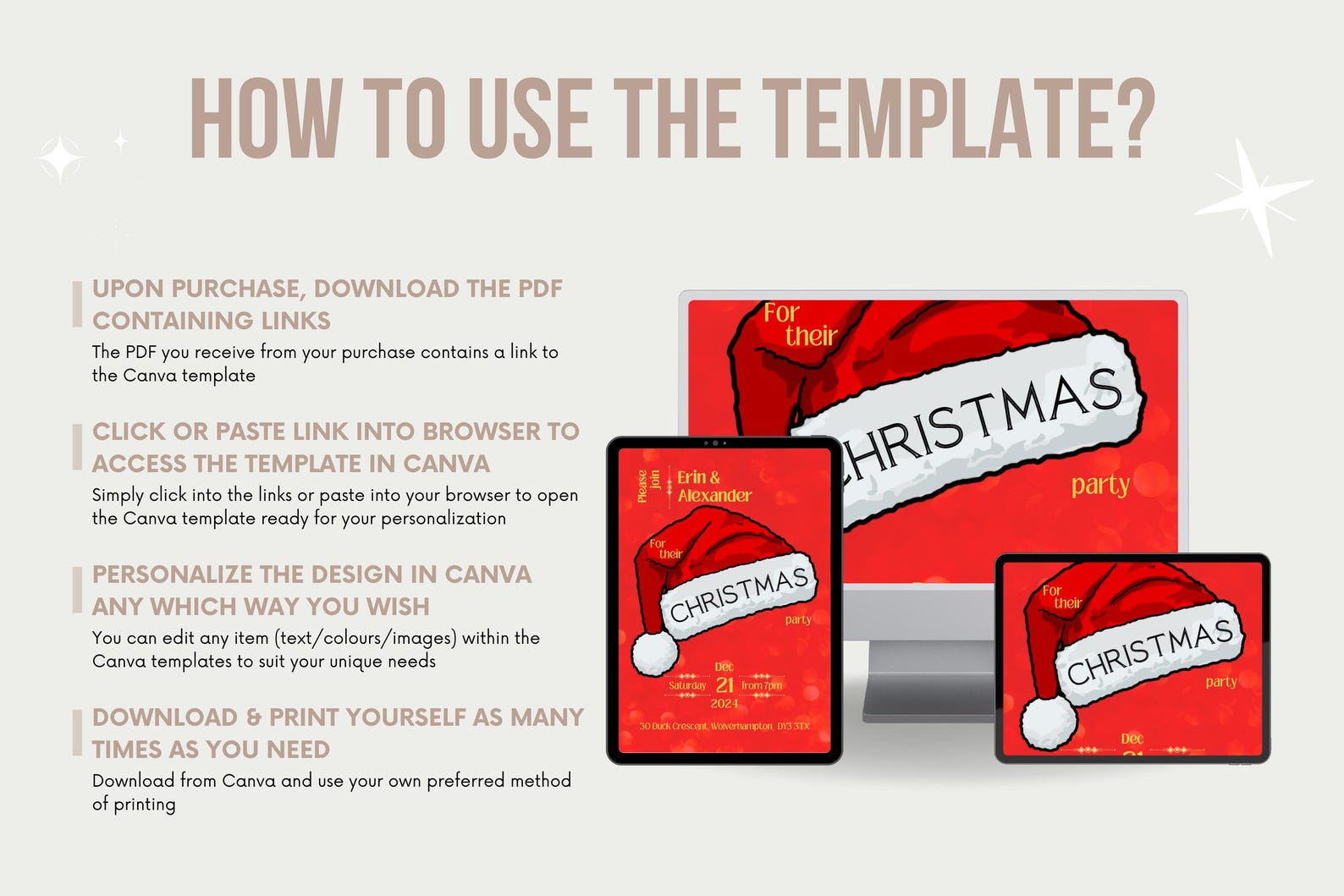 Editable Christmas Party Menu Template | Santa Hat Design ...