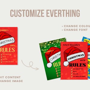 Editable Christmas Party Fun Rules Sign Template | Santa Hat Design ...