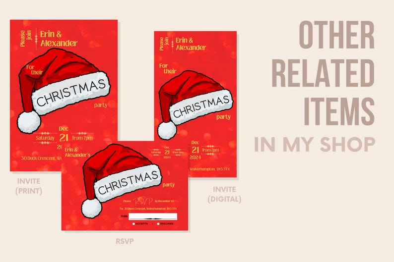 Editable Christmas Party RSVP Template | Santa Hat Design ...