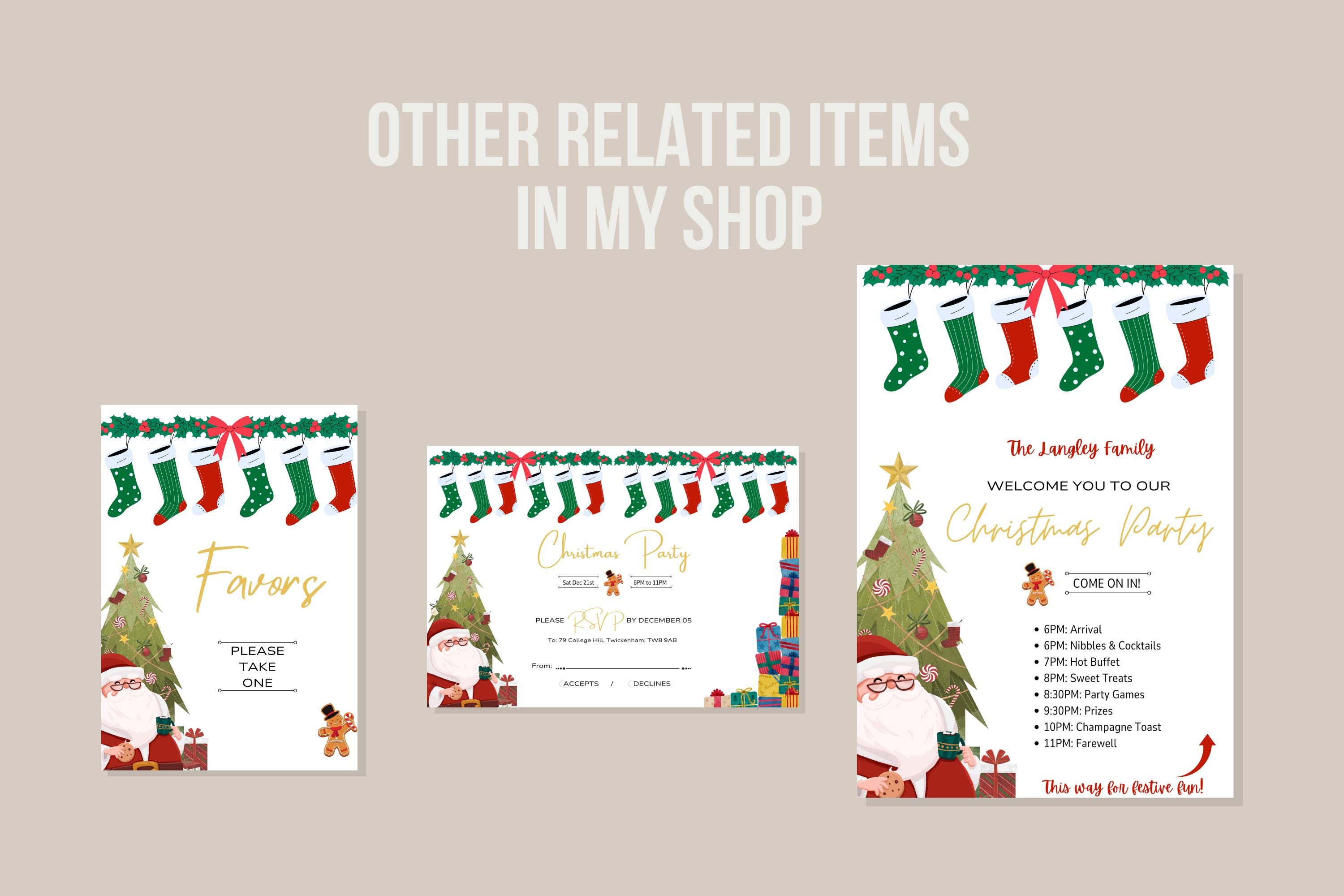 Editable Christmas Party Rules Sign Template | Santa & Stockings Design ...