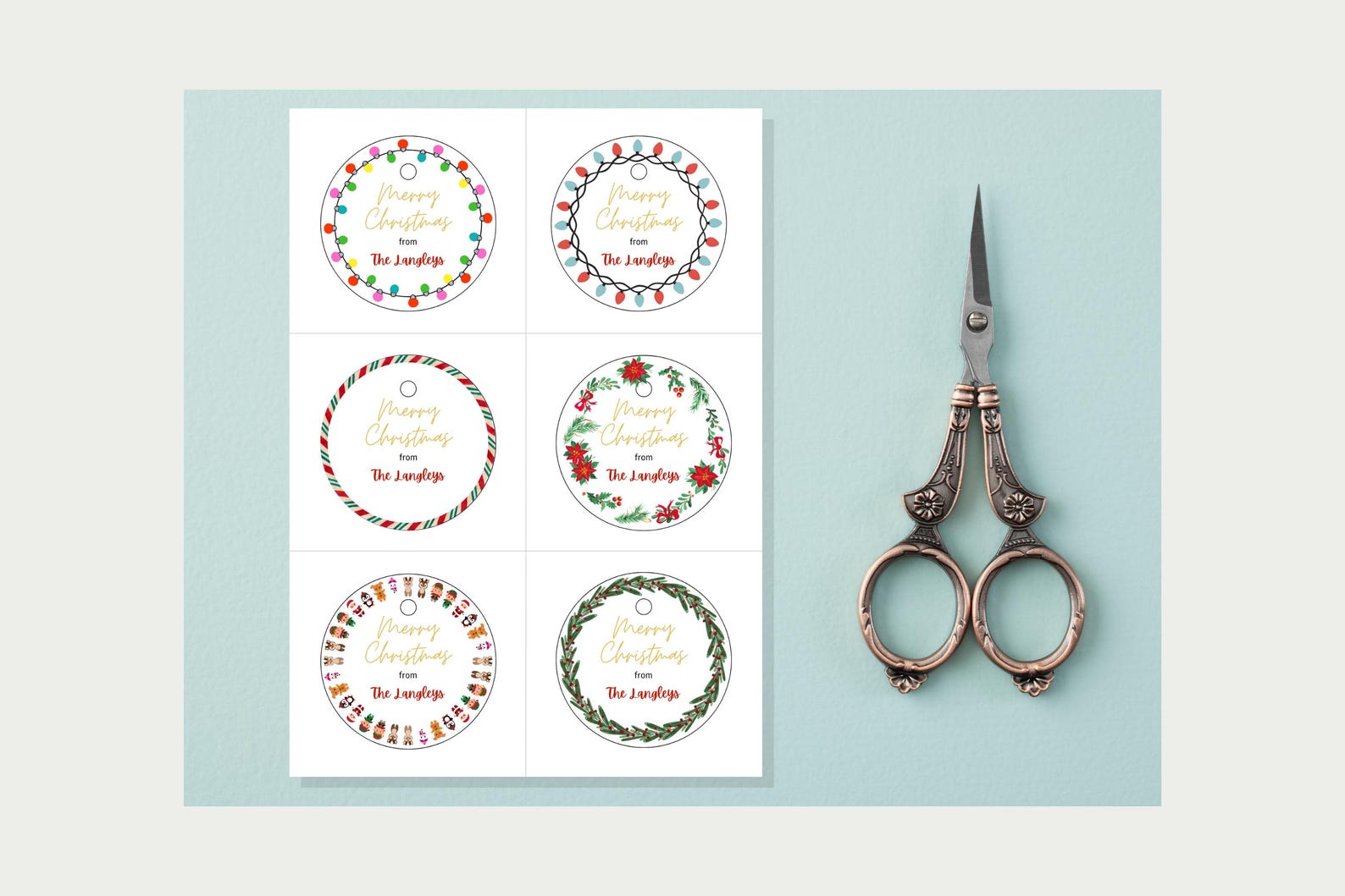 Editable Christmas Gift Tags Template | 6 Unique Circular 3" Holiday ...