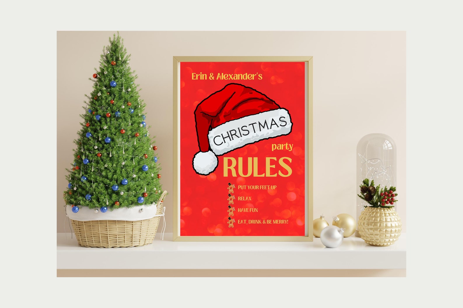 Editable Christmas Party Fun Rules Sign Template | Santa Hat Design ...