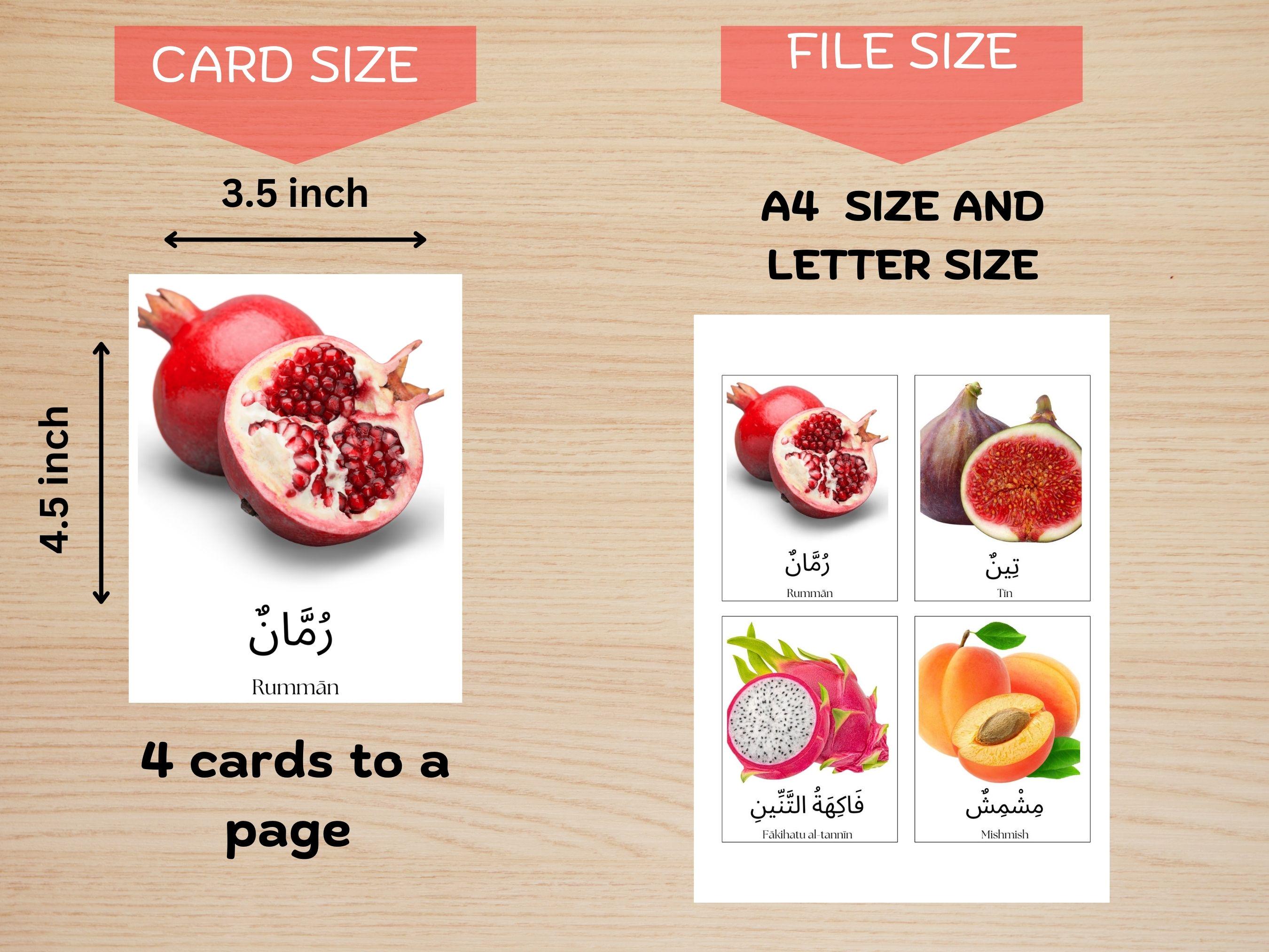 48 Fruits and Vegetables Arabic Flashcards - Montessori Activities for ...