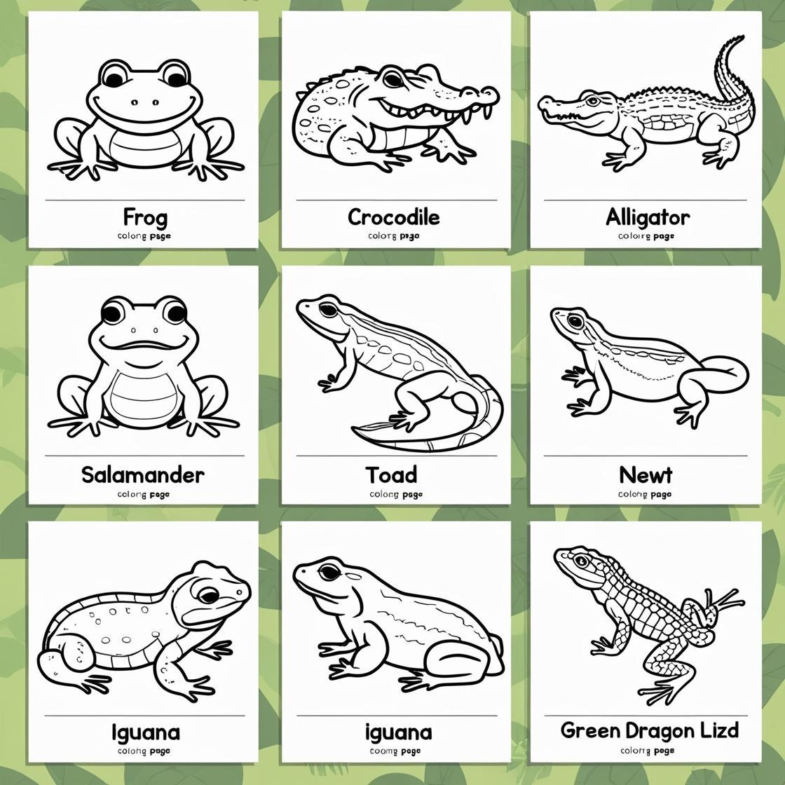 10 Reptile Coloring Sheets for Kids - 10 Printable Pages for Fun ...