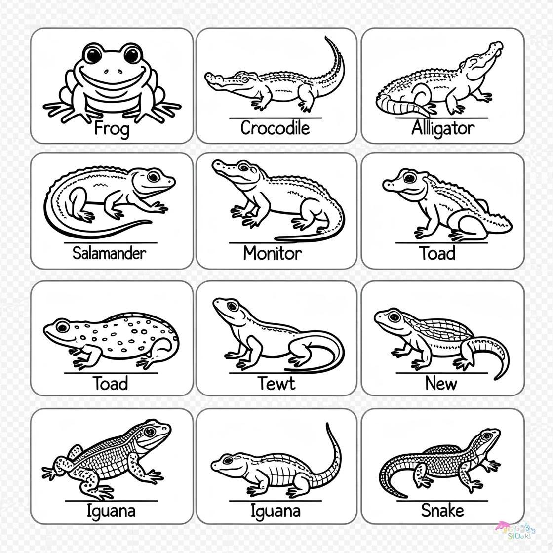 10 Reptile Coloring Sheets for Kids - 10 Printable Pages for Fun ...