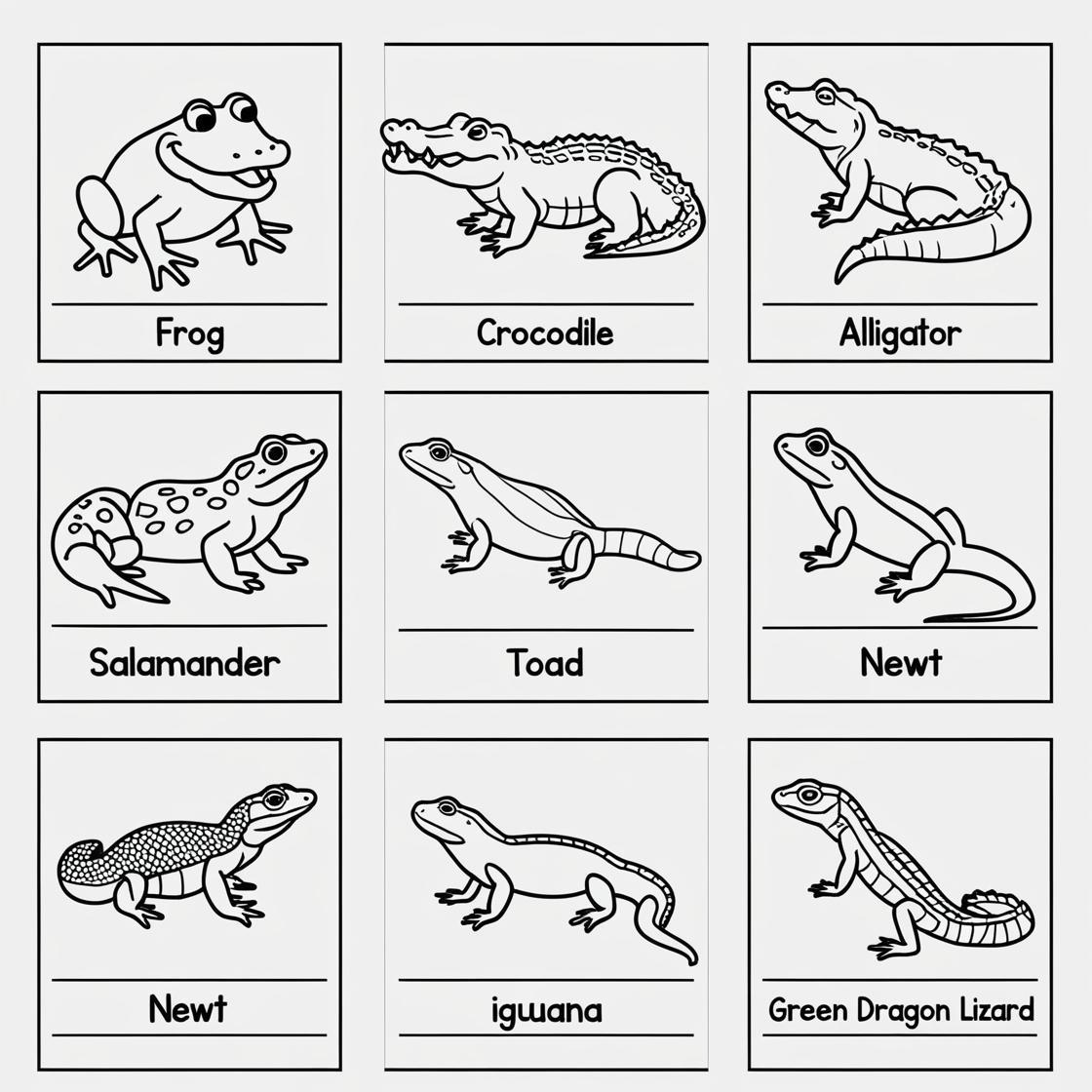 10 Reptile Coloring Sheets for Kids - 10 Printable Pages for Fun ...
